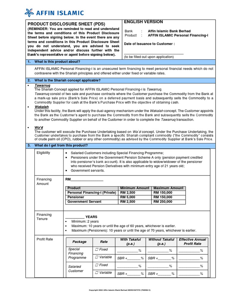 2) PDS - AIPF-i - ENG - Ver - 10.0 - Reference Wording | PDF | Banks | Fee