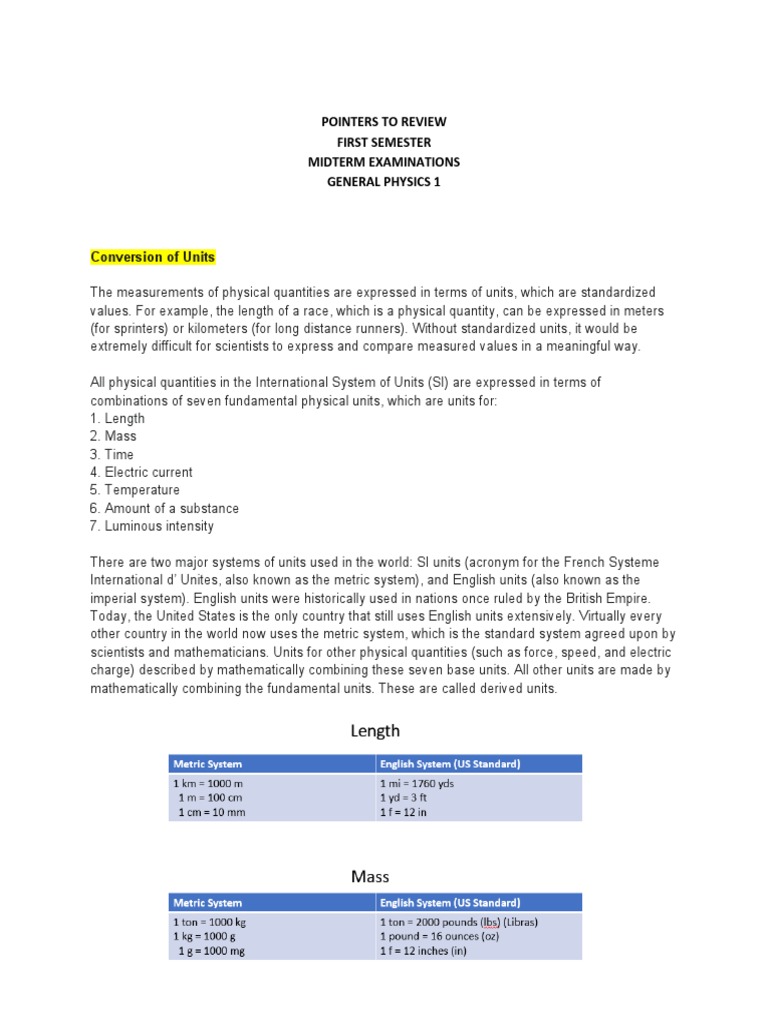Gen Physics 1 - Midterm | PDF | Observational Error | Celsius
