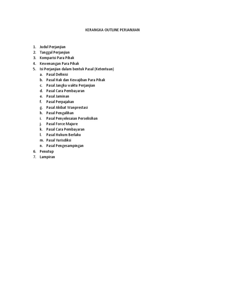 Kerangka Outline Perjanjian | PDF