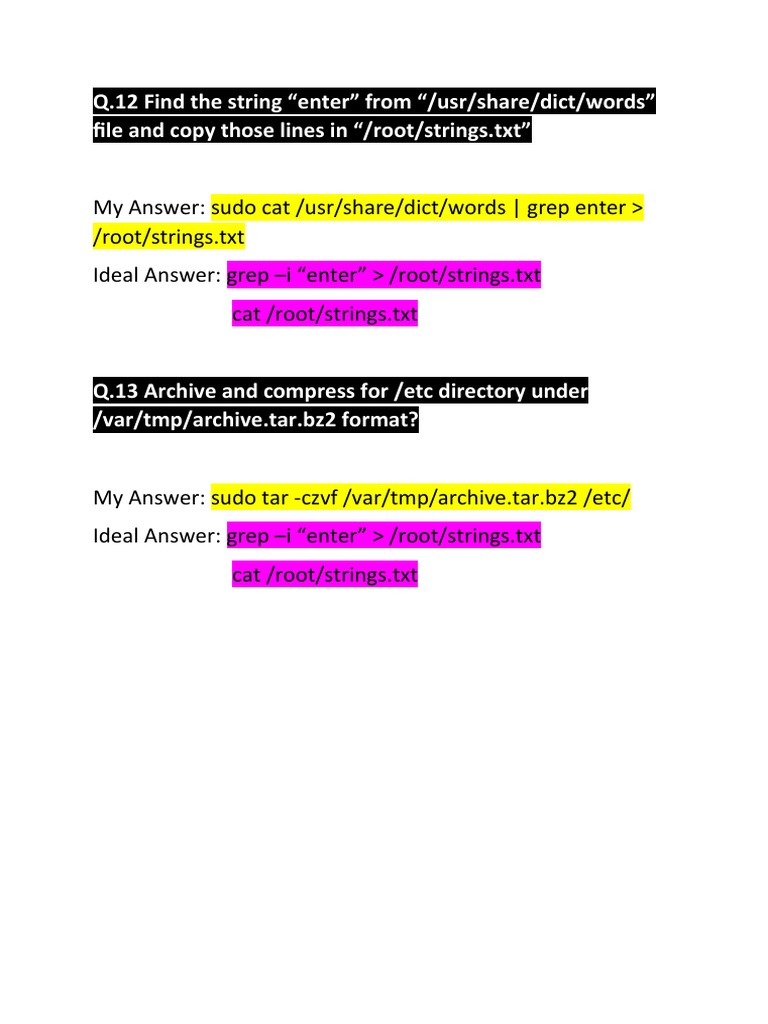 Linux EXAM QUESTIONS | PDF