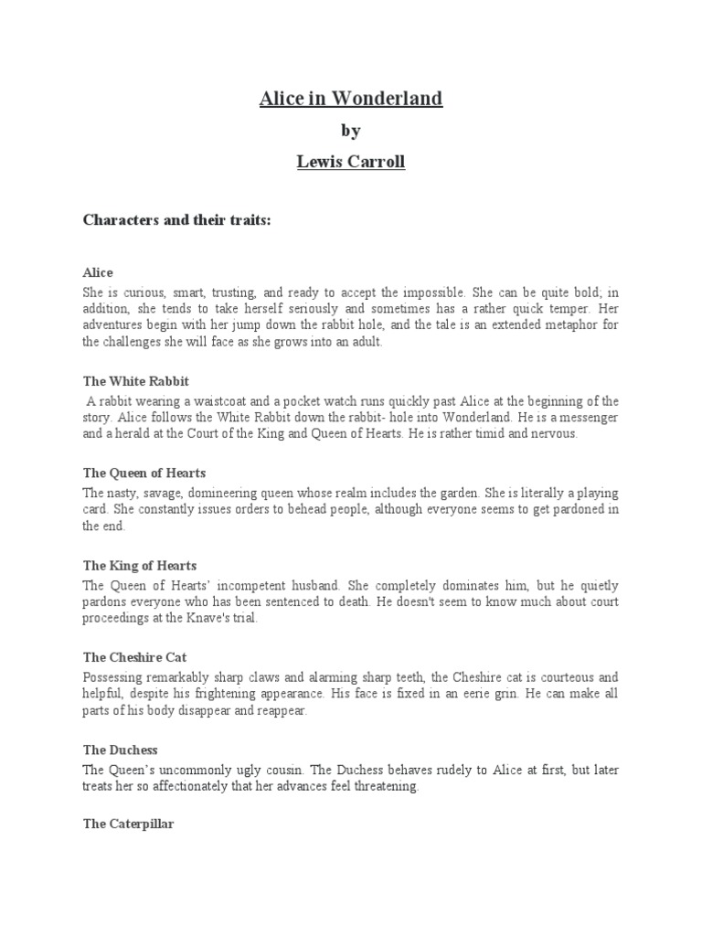 Alice in Wonderland | PDF | Alice's Adventures In Wonderland | Lewis ...