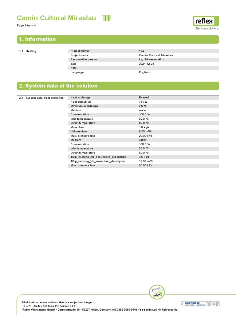Heat Exchanger Specifications for Miraslau | PDF | Heat Exchanger ...