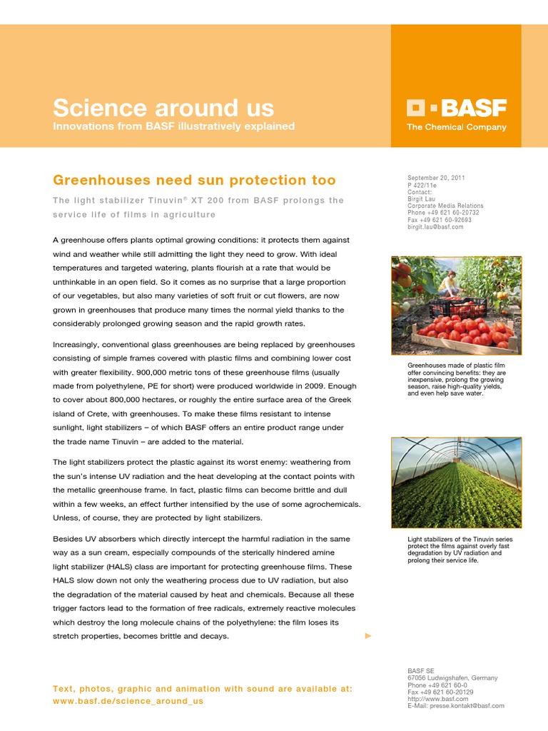 BASF Science Around Us Tinuvin | PDF | Greenhouse | Mulch