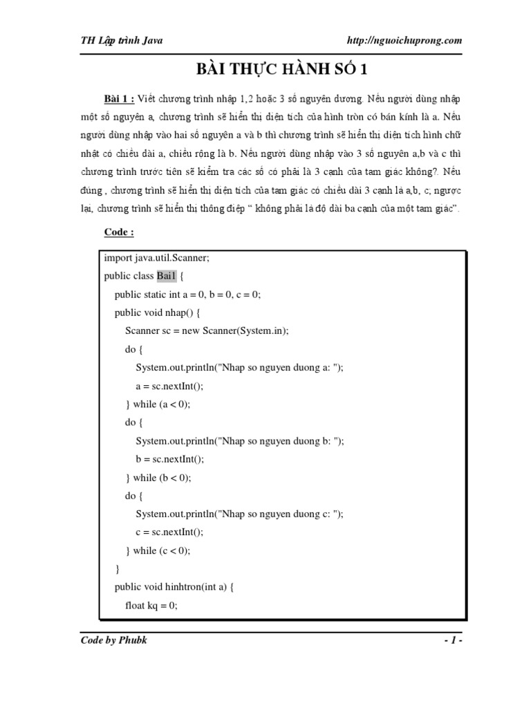 Bai Tap Thuc Hanh Java | PDF