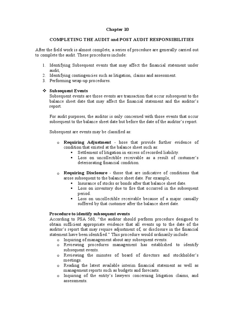 Chapter 10 Completing The Audit | PDF | Going Concern | Auditor's Report