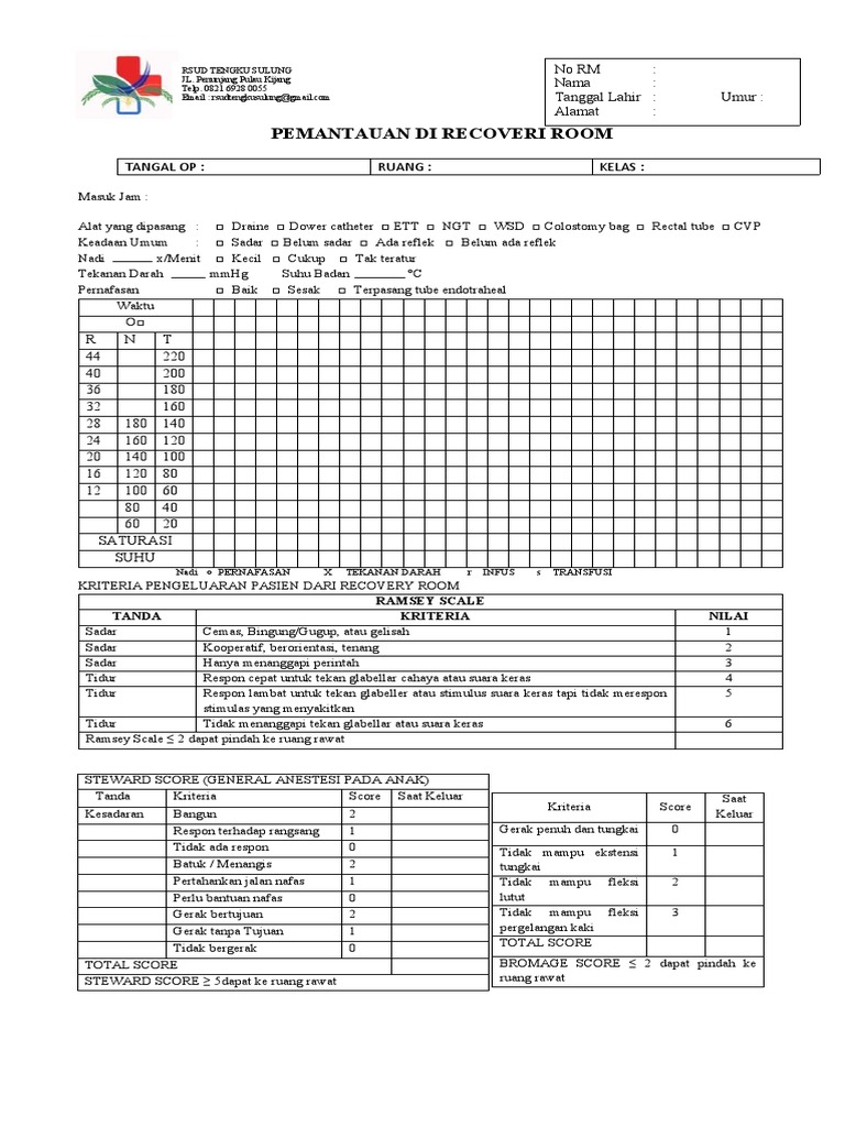 Form Pemantauan Recovery Room Edit | PDF