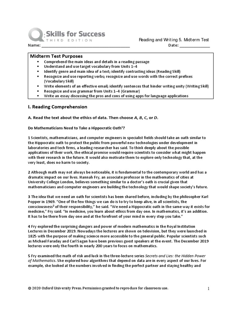 Q3e - RW5 - MT - Student 2 | PDF | Mathematics | Science