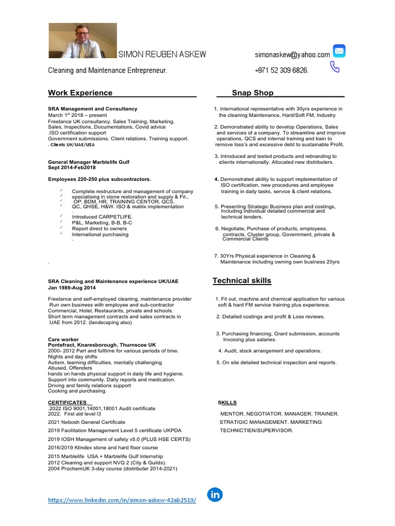 CV Simon Askew 2023 | PDF | Economies | Business