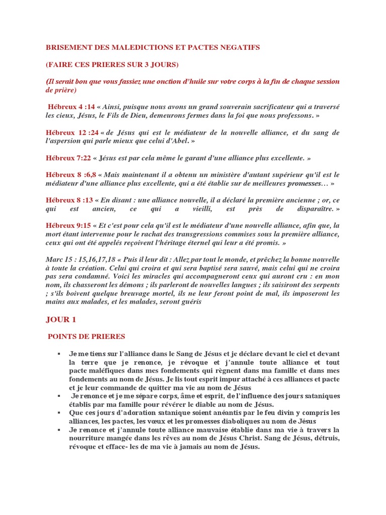 Brisement des Alliances Négatives | PDF | Jésus | Démons