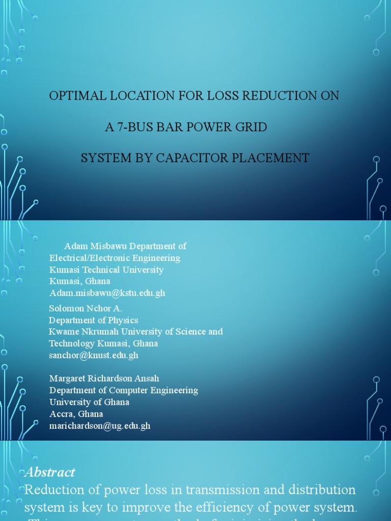 Loss Reduction Pdf Electric Power Transmission Capacitor