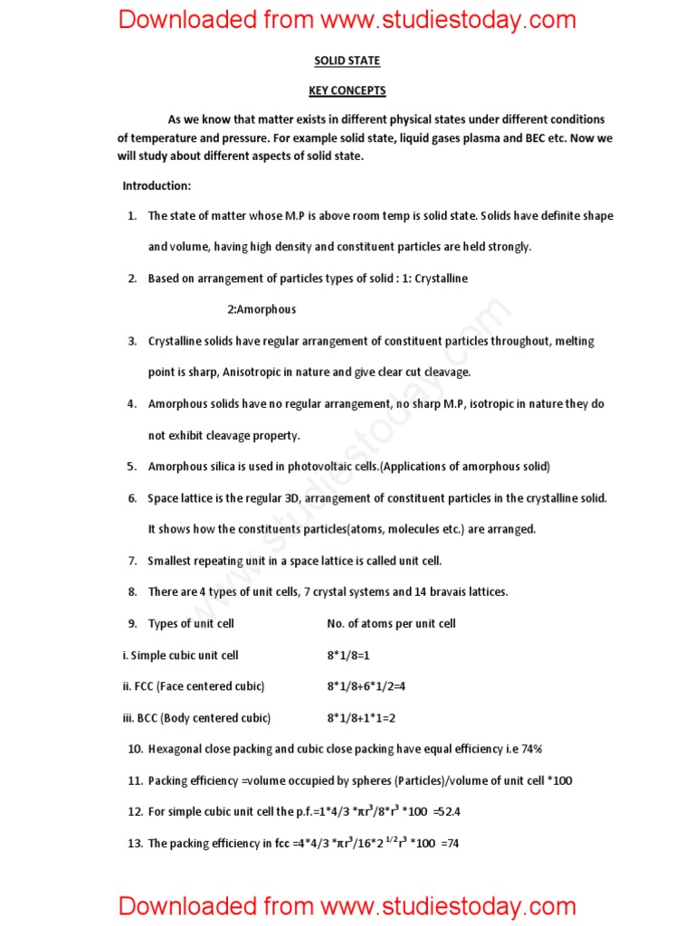 Solid State and Solution | PDF | Crystal Structure | Electrical ...