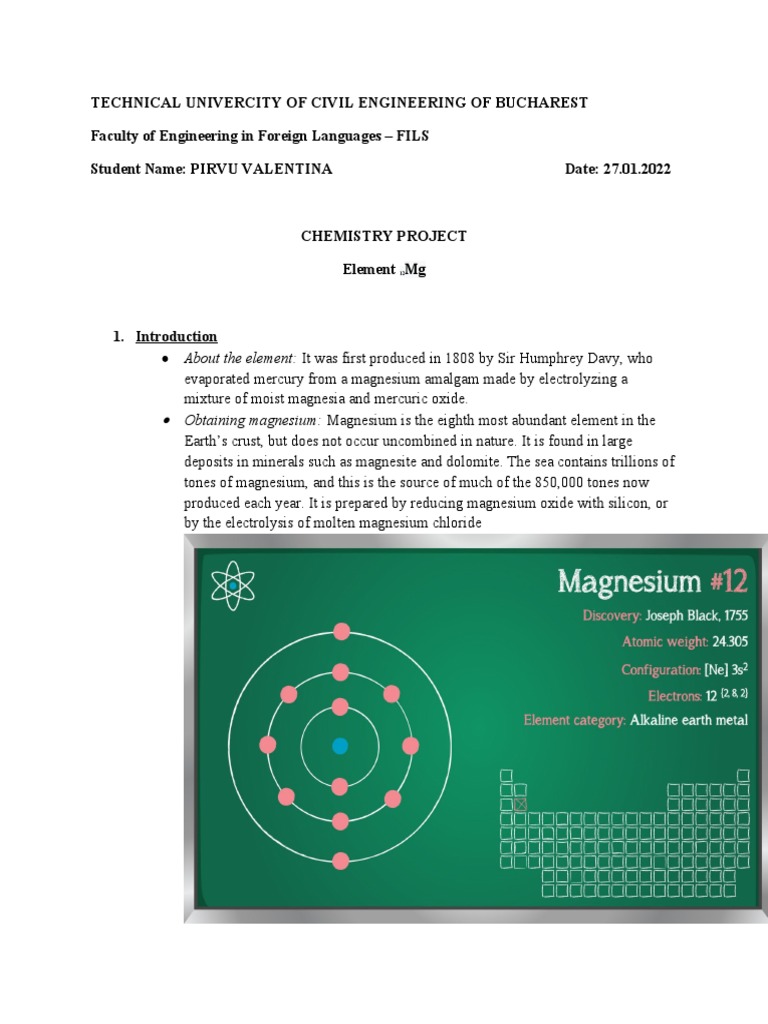 Chemistry Project MG | PDF | Magnesium | Chemical Elements
