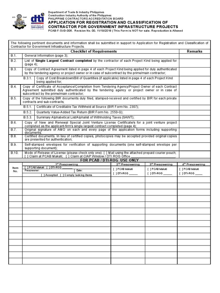 ARCC-Registratn and Classn For Govt Proj Application Form - 119192018-6 ...