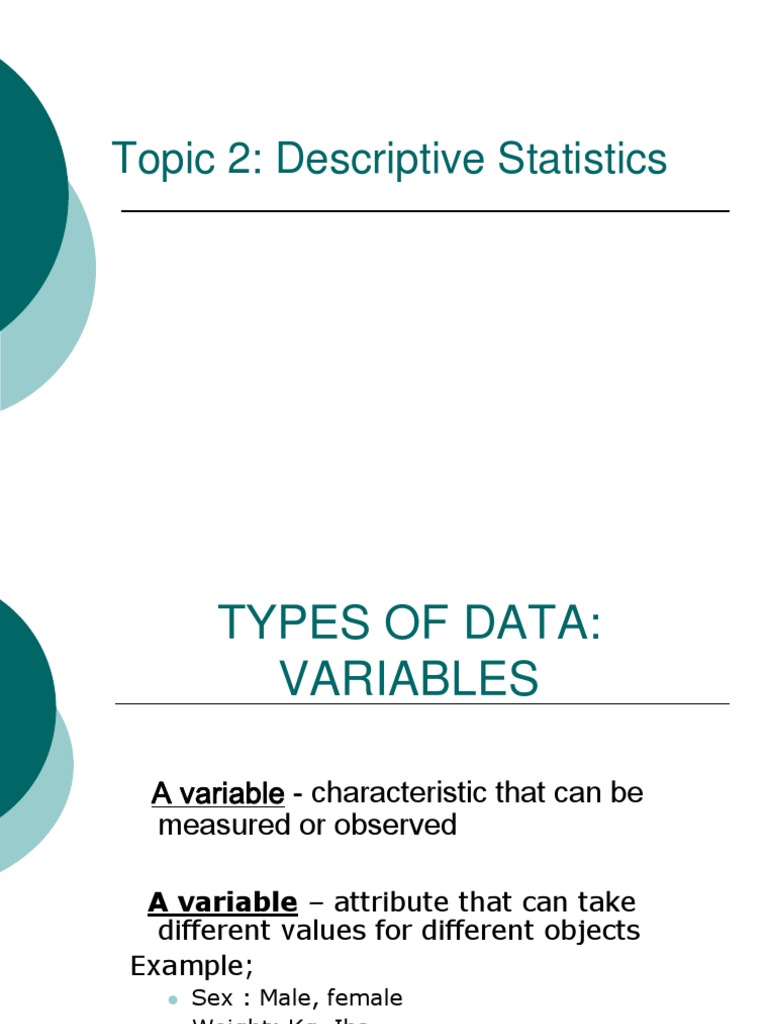 Lecture 2 Variables V1 Pdf Level Of Measurement Categorical Variable