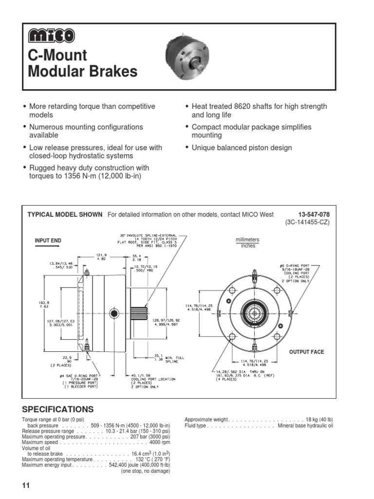 MICO Hydraulic Brake Specifications | PDF | Technology & Engineering