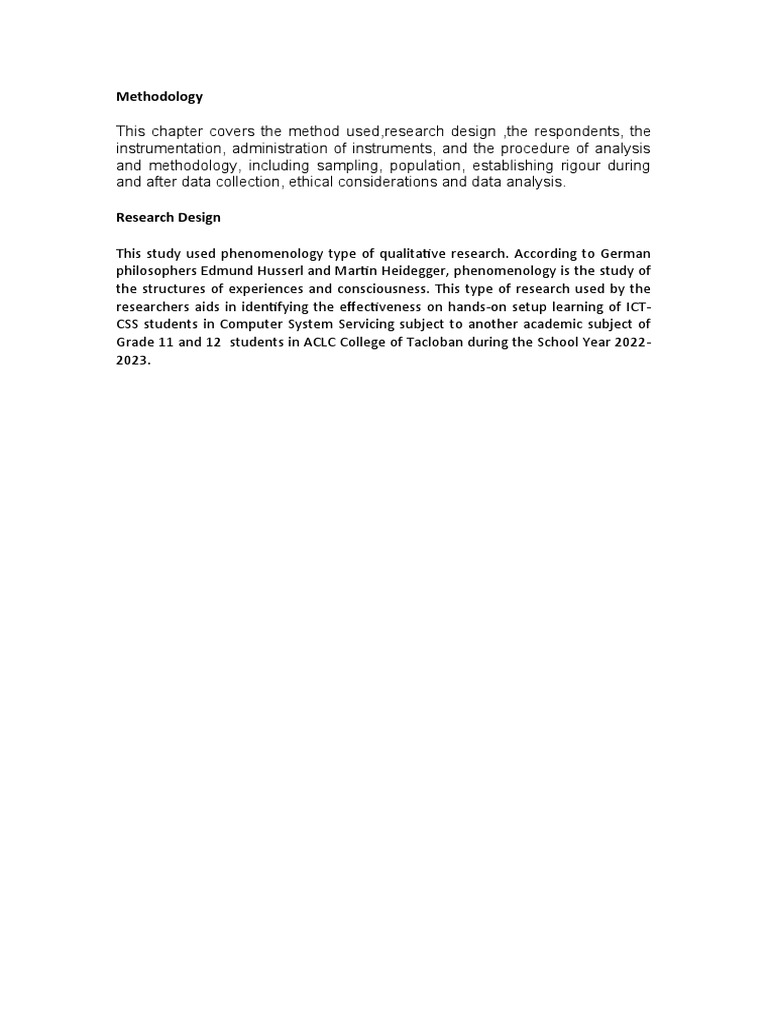 Methodology and Resaearch Design Chap 3 | PDF | Science & Mathematics