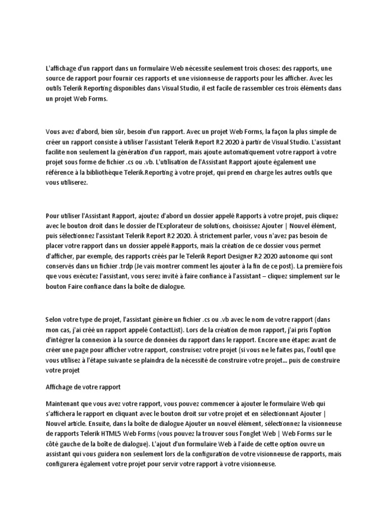 Intégration de Telerik Reporting dans Web Forms | PDF | Internet | Internet et Web
