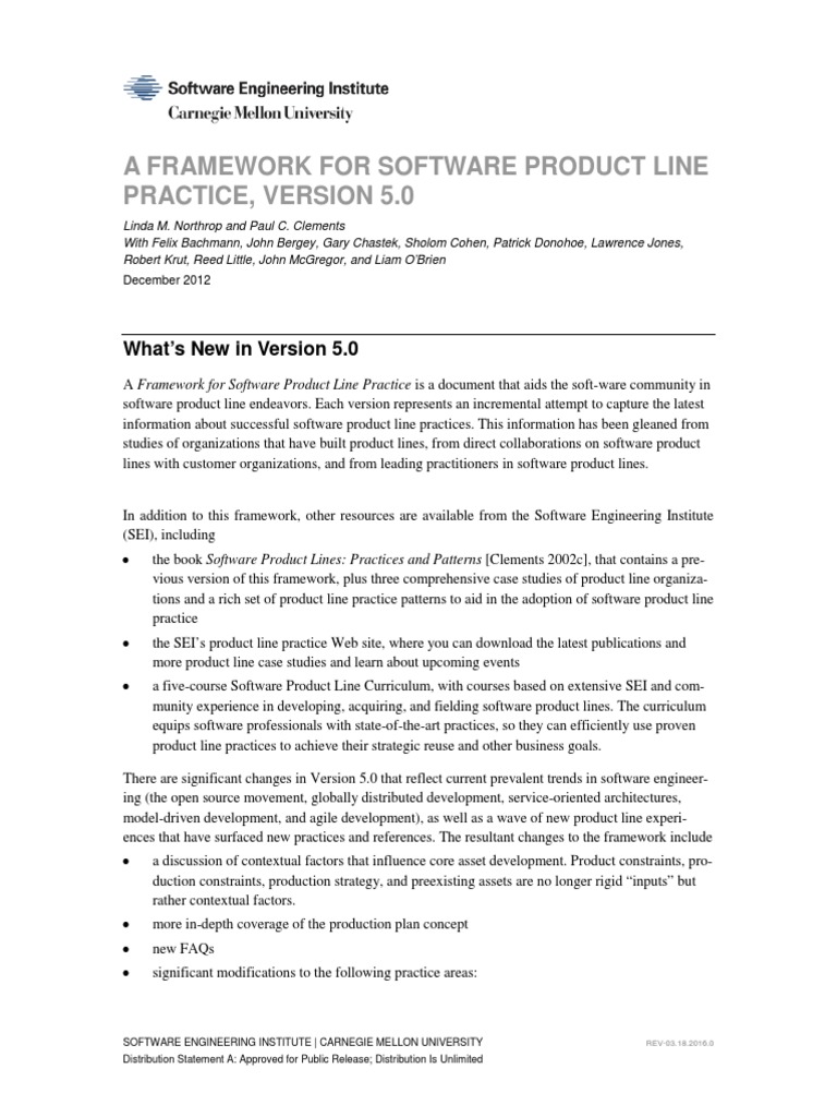 A Framework For Software Product Line Practice, Version 5.0: What's New ...