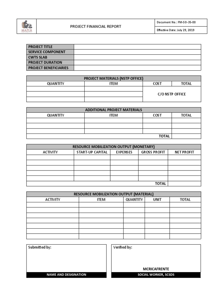 Project Financial Report | PDF