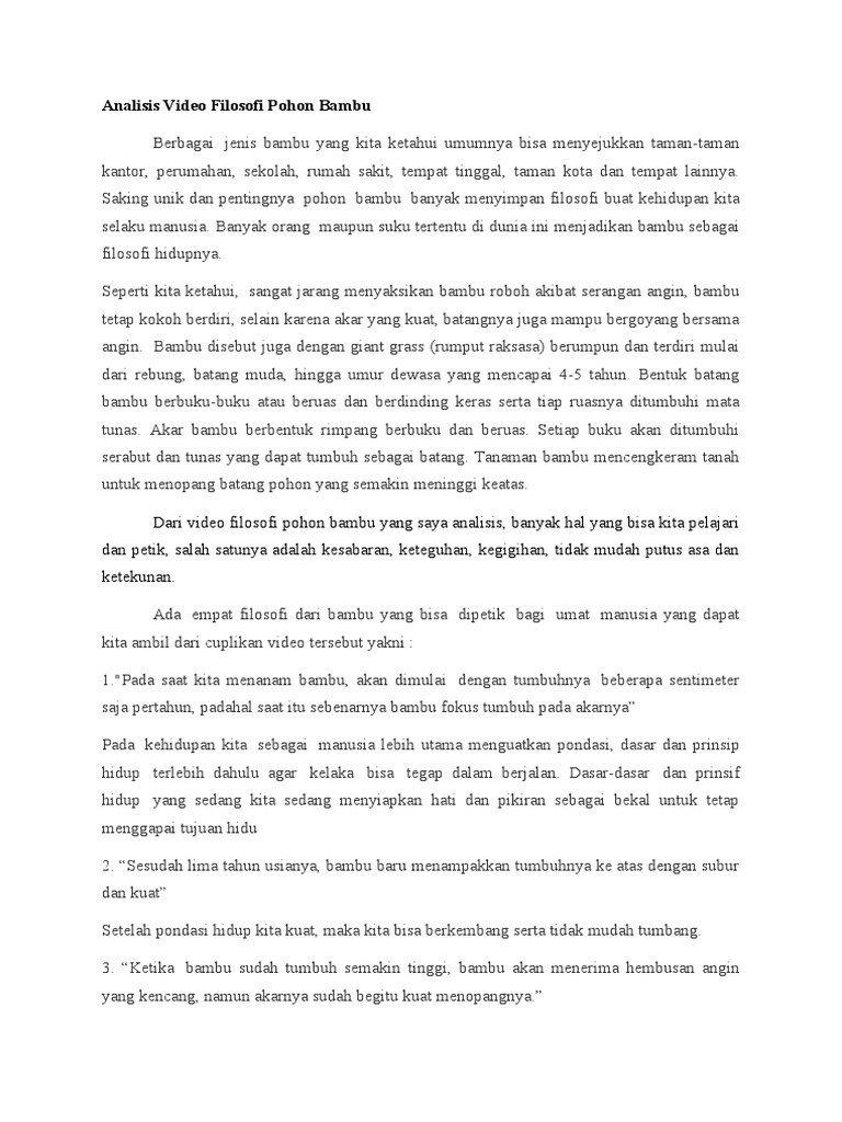 Analisis Video Filosofi Pohon Bambu | PDF