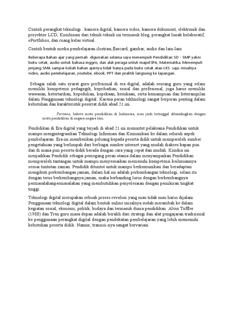 Contoh Perangkat Teknologi Pembelajaran | PDF