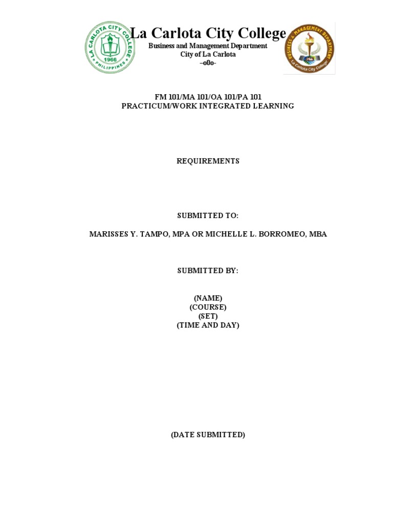 Cover Page For Ojt Docs | PDF