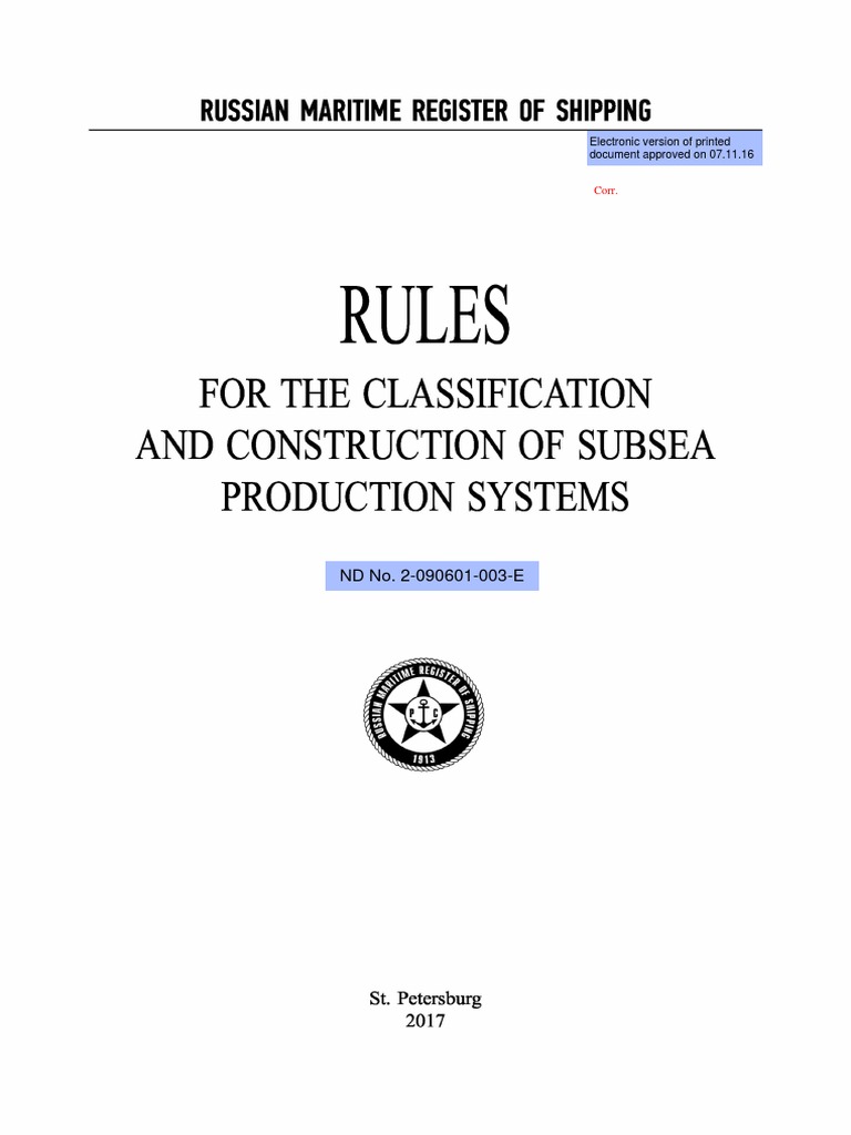 2 090601 003 E Rules For The Classification And Construction Of Subsea