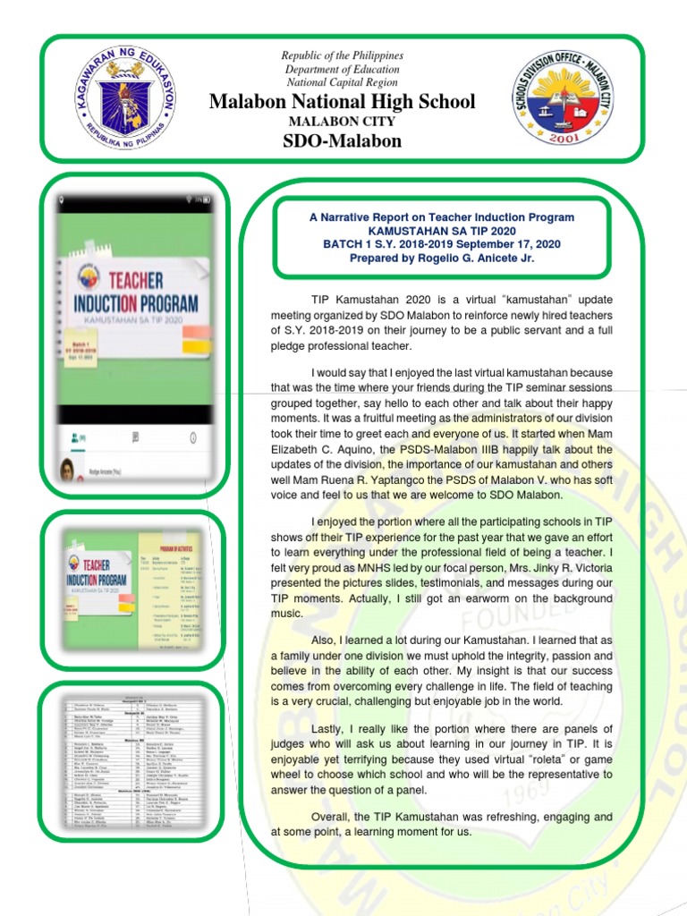 Narrative Report TIP Kamustahan | PDF | Wellness