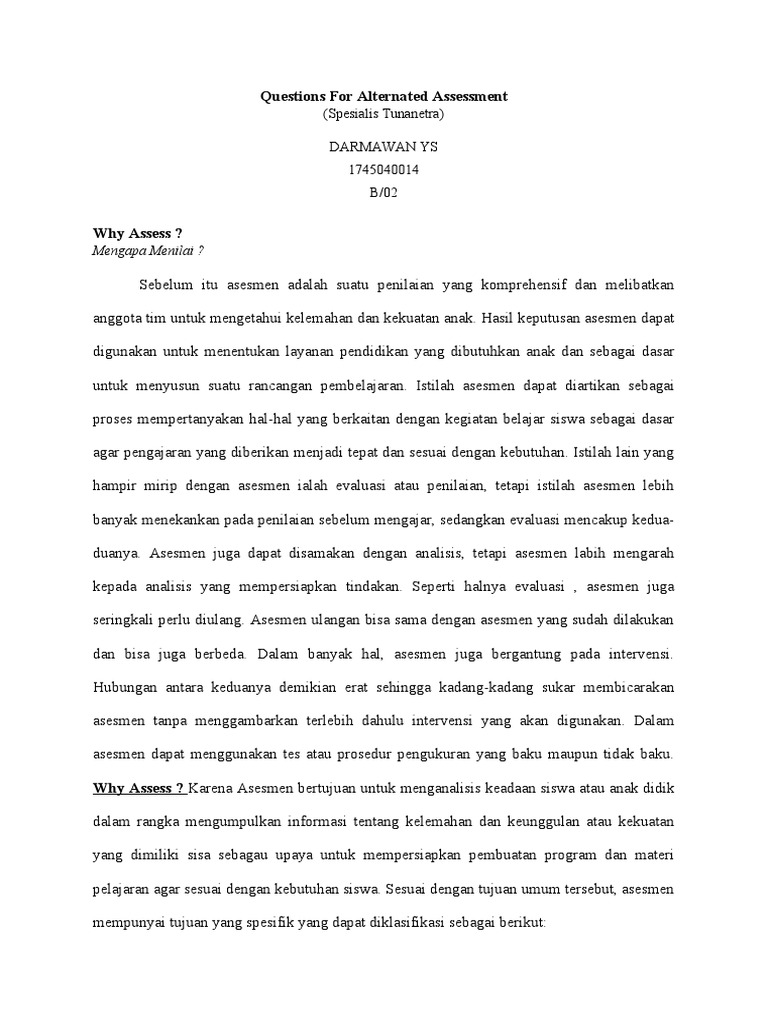 Asesmen Wawan | PDF | Karier & Perkembangan | Pengembangan Diri