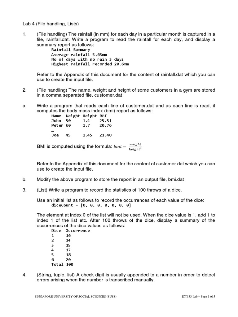 Lab 4 V 1 | PDF | Multiple Choice | Body Mass Index