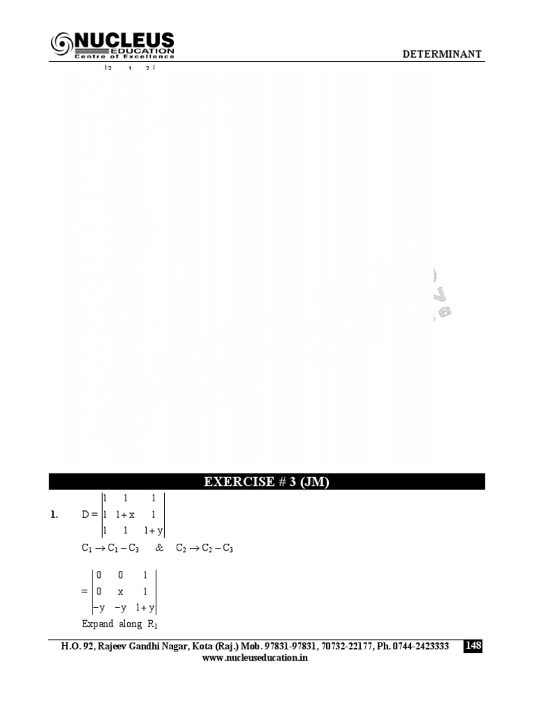 Determinant Sheet Ex 03 Solution 1674622207060 | PDF | Elementary ... Determinant Sheet Ex 03 Solution 1674622207060 | PDF | Elementary ...