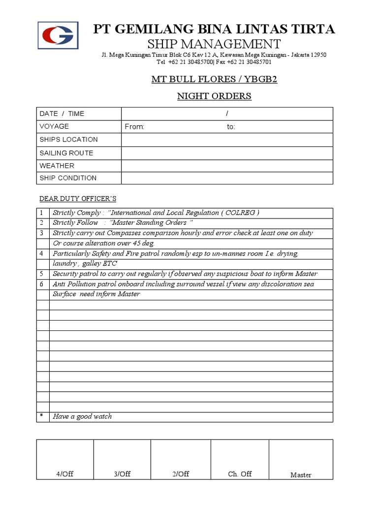 Master Night Orders MT Bflores | PDF