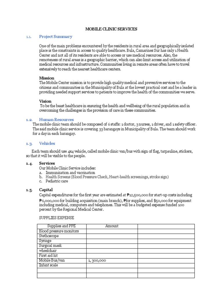 Mobile Clinic Services in Bula | PDF | Clinic | Health Care