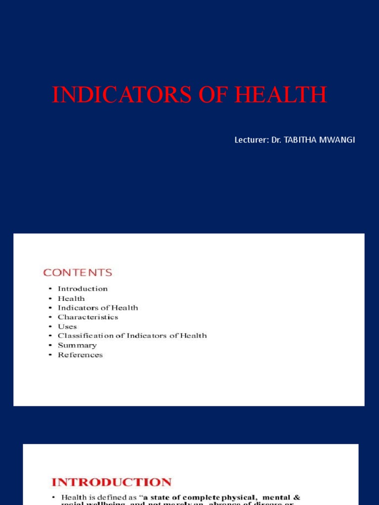 INDICATORS OF HEALTH | PDF