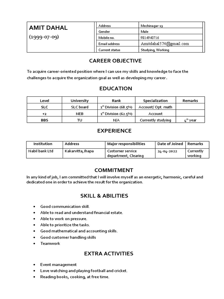 AMIT DAHAL CV Final (1) 123 | PDF