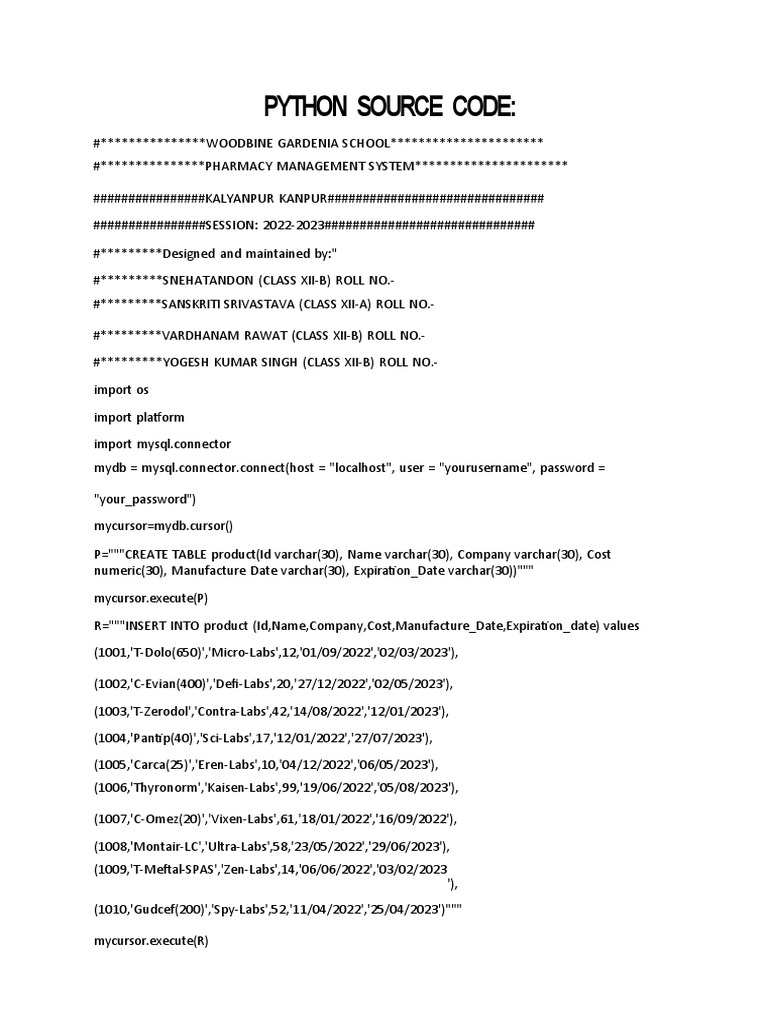 Python Source Code Pdf Computing Software Engineering