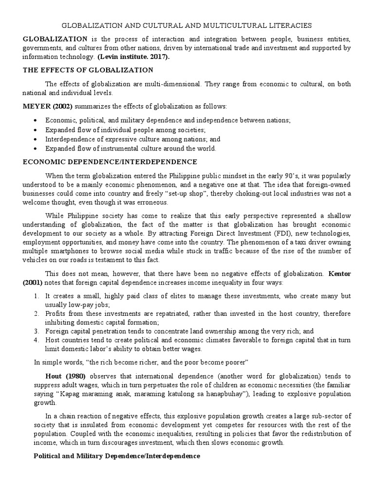 Globalization and Cultural and Multicultural Literacies | PDF | Globalization | Economic Growth