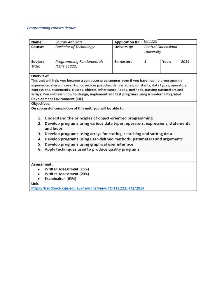 Programming Courses Details Descargar Gratis Pdf Computer Programming Object Oriented 6124
