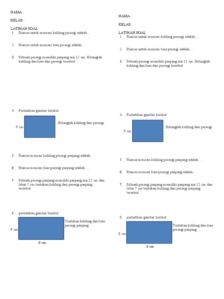Rumus dan Soal Keliling Luas Persegi | PDF