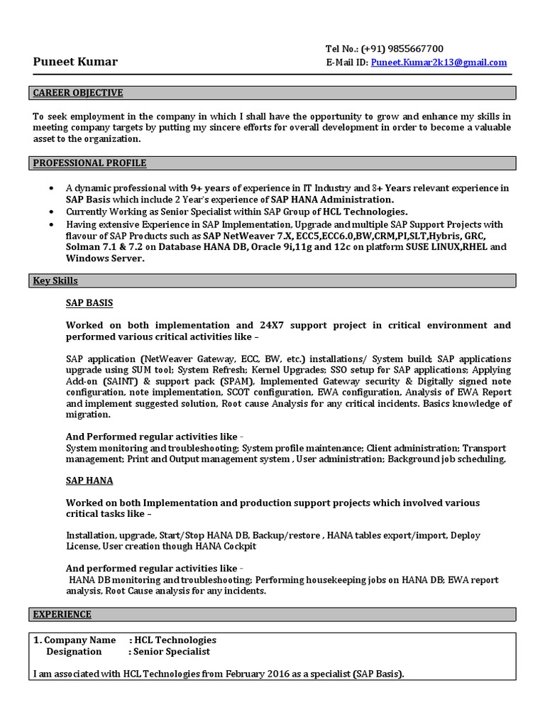 Lastest Resume | PDF | Oracle Corporation | Operating System