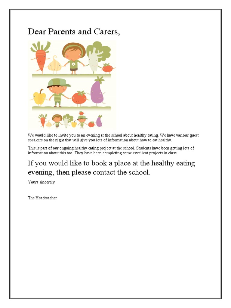 Healthy Eating Letter | PDF