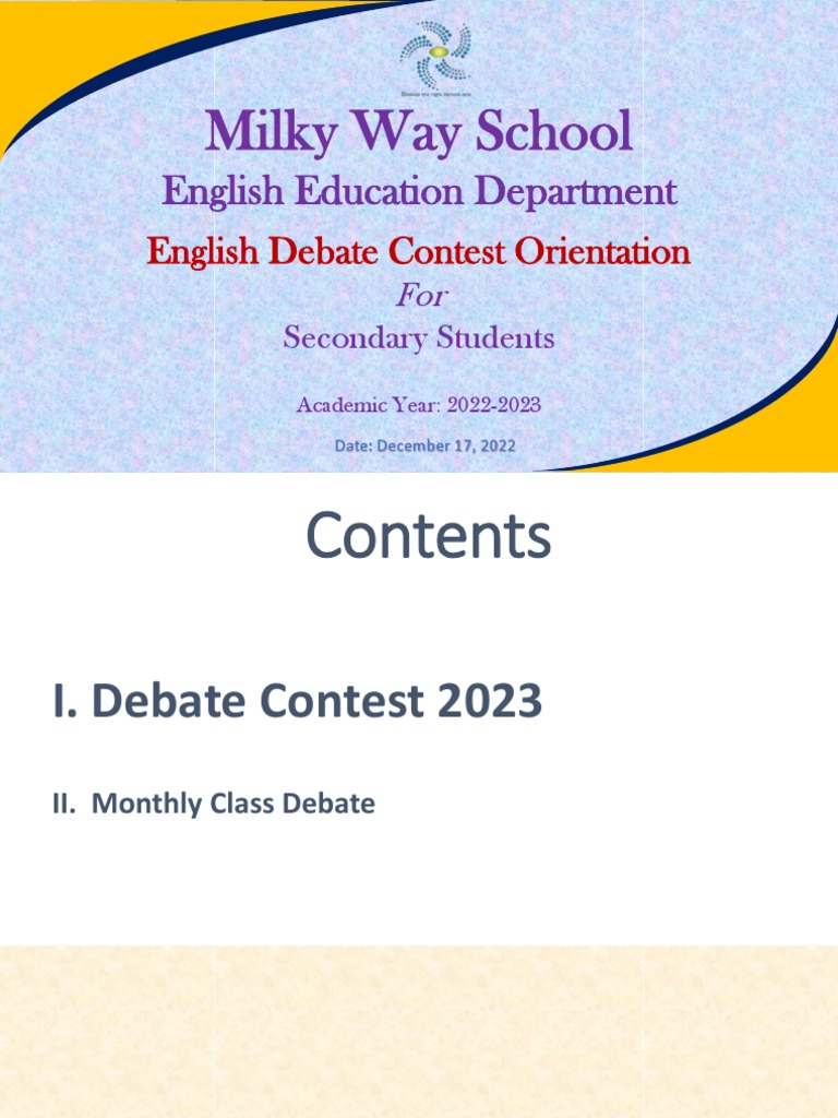 Milky Way School Debate Contest 2023 | PDF | Argument | Logic