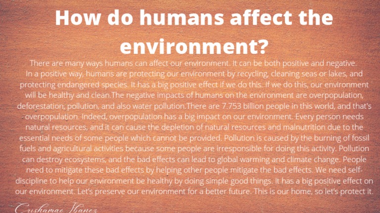 How Do Humans Affect The Environmen | PDF