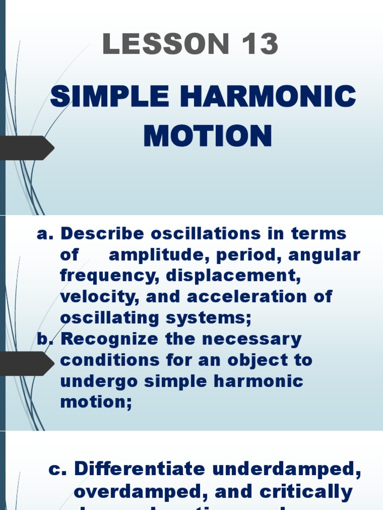 Simple Harmonic Motion Lesson | PDF | Damping | Pendulum