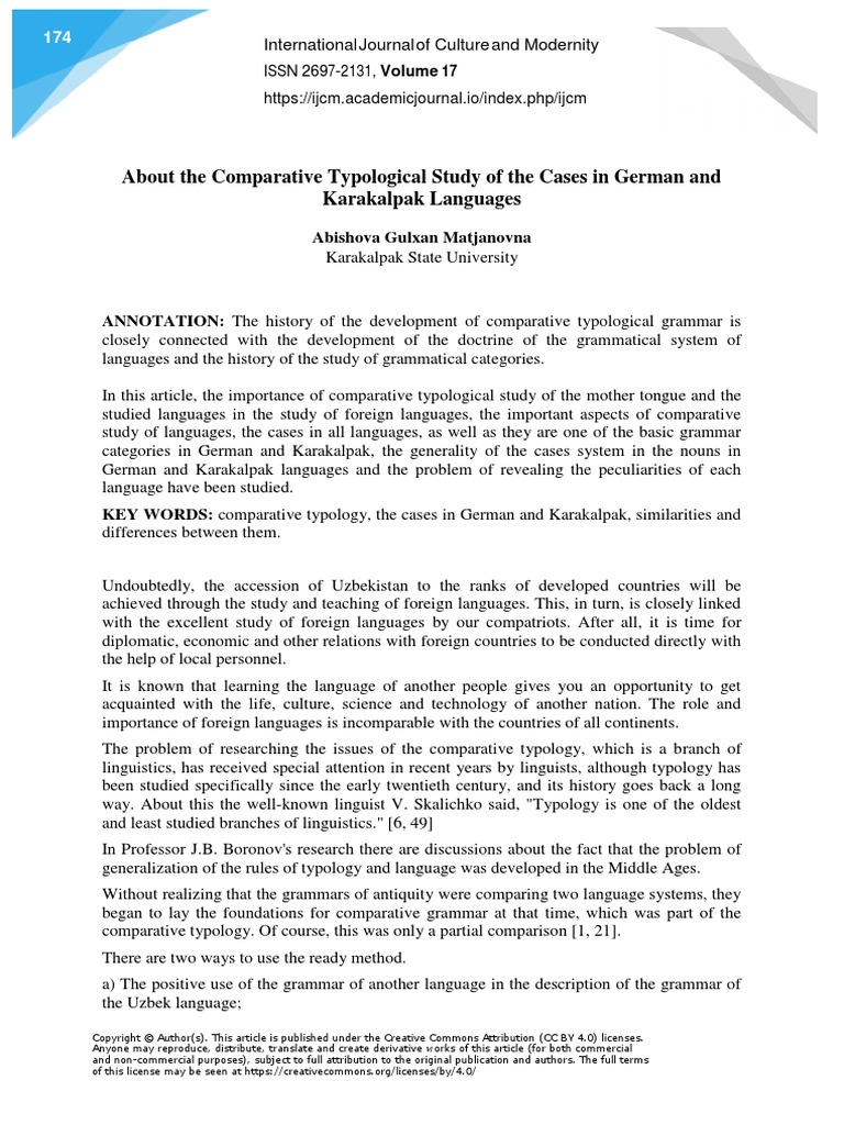 About The Comparative Typological Study of The Cases in German and ...