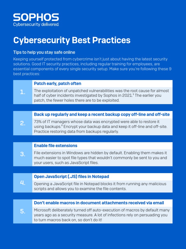 Sophos Cybersecurity Best Practices | PDF | Security | Computer Security