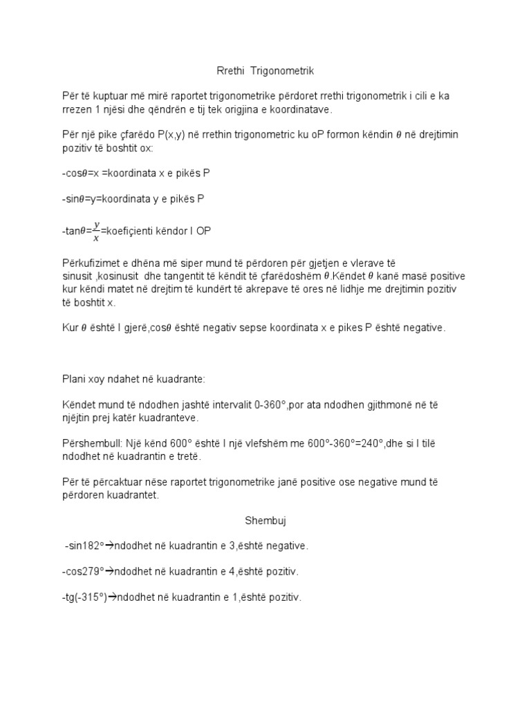 Rrethi Trigonometrik | PDF