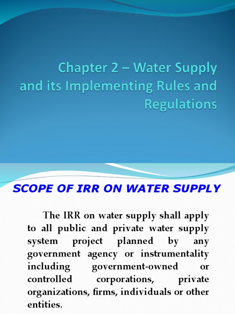 Irr Chapter II - Water Supply | PDF | Drinking Water | Water