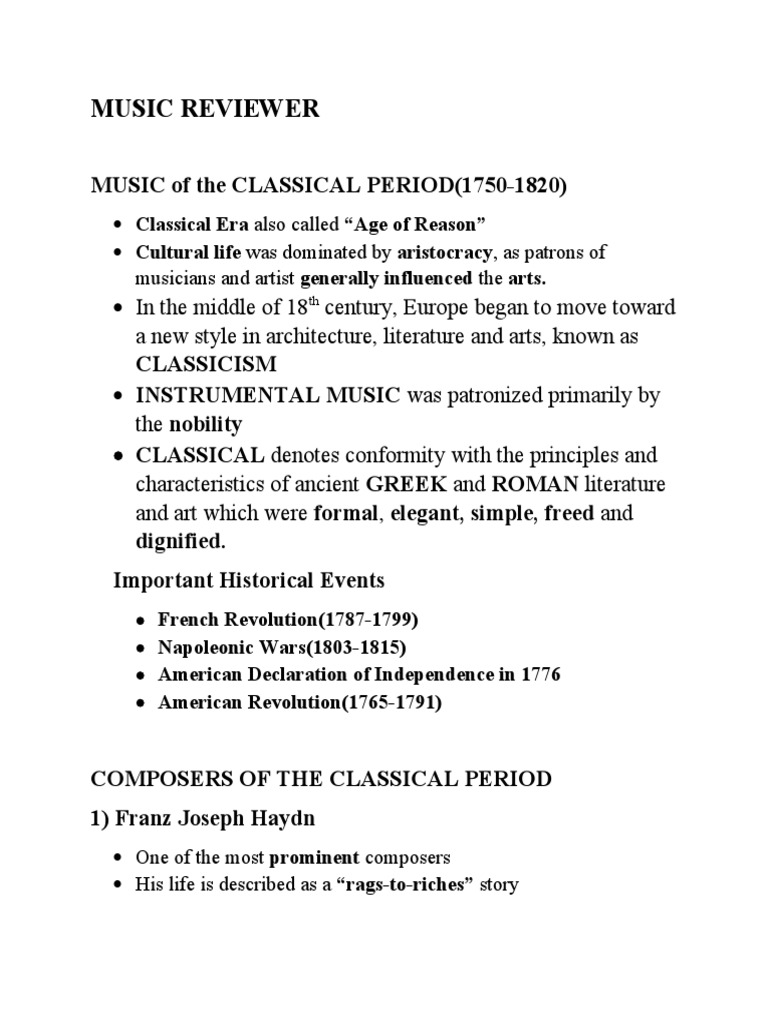 Music Reviewer | PDF | Classical Period (Music) | Orchestras