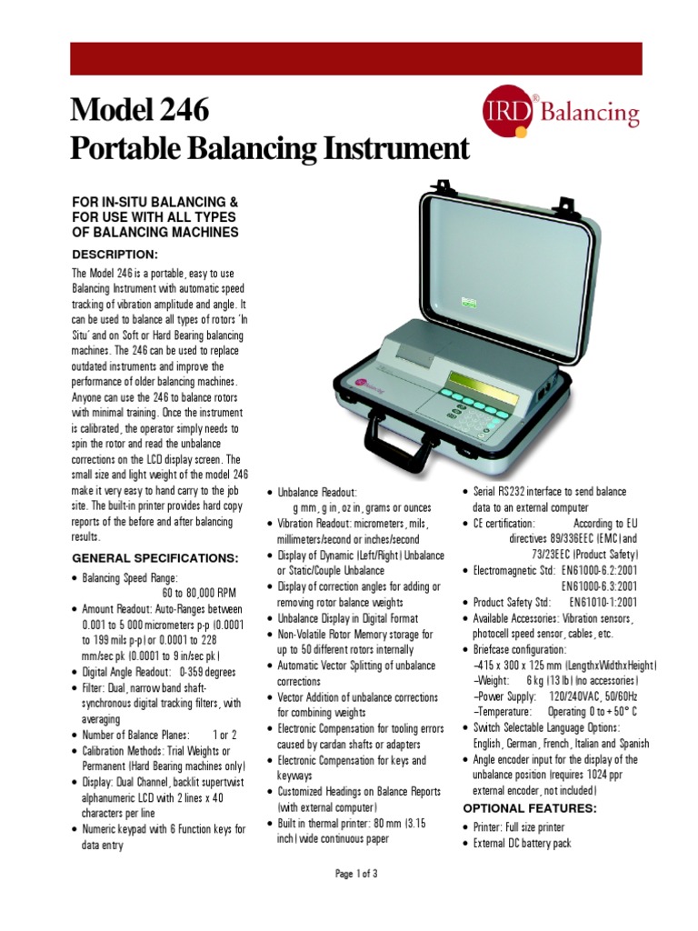 246 Portable Balancing Instrument | PDF | Manufactured Goods ...